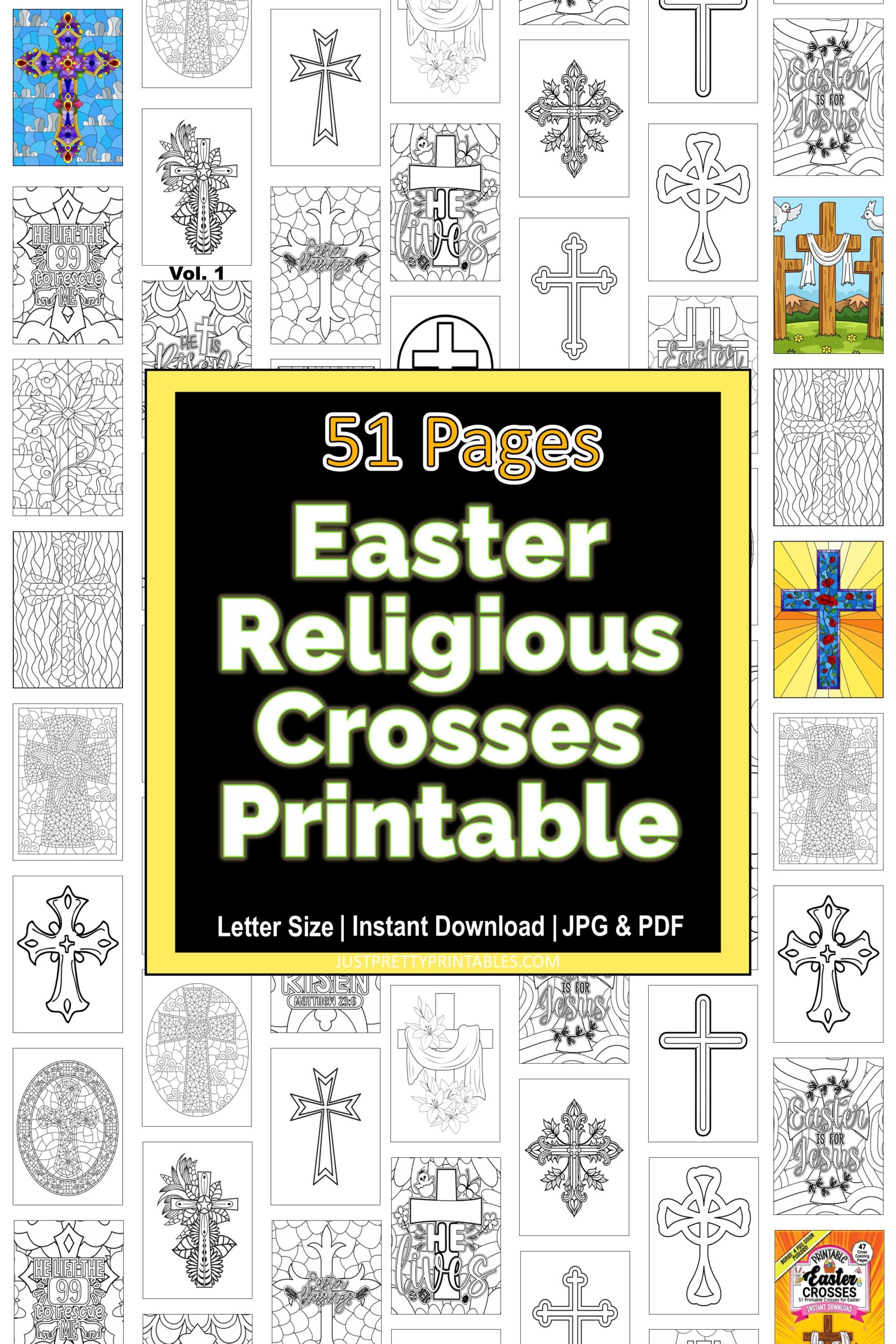 Free Printable Happy Easter Crosses Coloring Pages - Just Pretty Printables