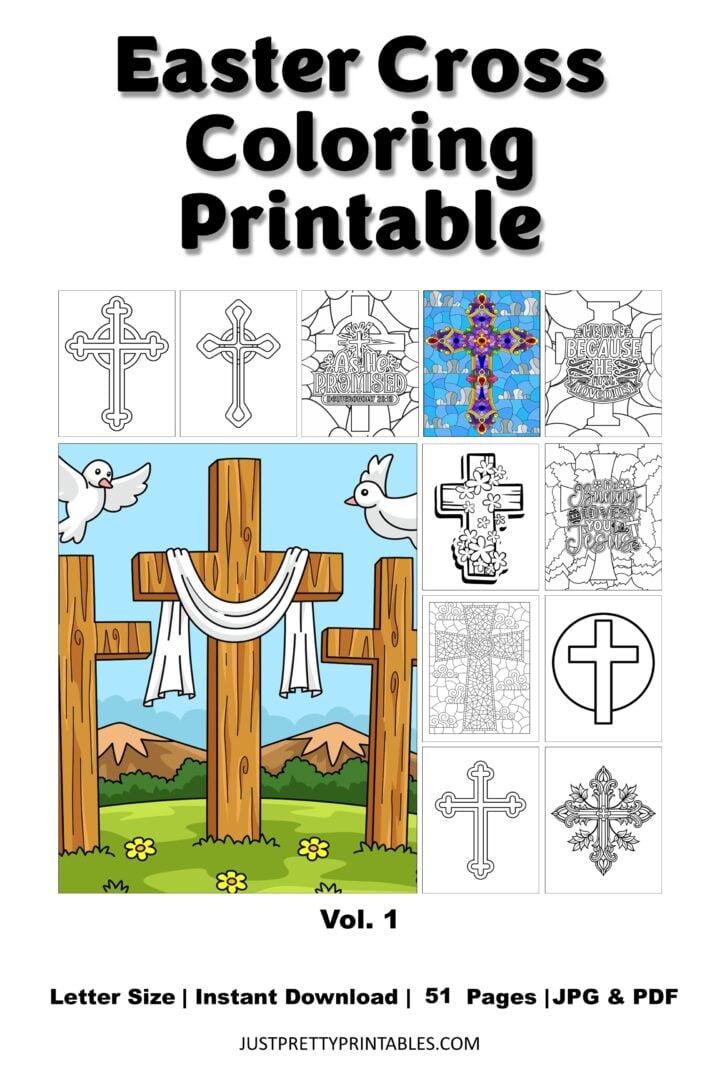 Free Printable Happy Easter Crosses Coloring Pages - Just Pretty Printables
