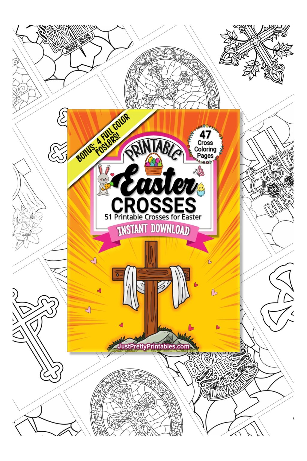 Free Printable Happy Easter Crosses Coloring Pages - Just Pretty Printables